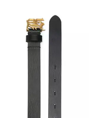 R13 Logo Buckle Leather Belt - Black