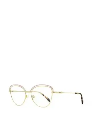 Emilio Pucci Enamel-accent Butterfly-frame Eyeglasses - Gold