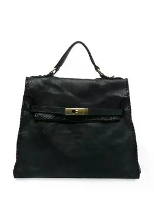 CAMPOMAGGI Ginevra Large Turn-lock Calf Leather Shoulder Bag - Green
