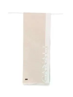 Canali Logo-print Fringed-edge Scarf - Neutrals