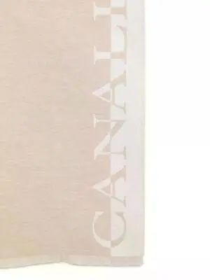 Canali Logo-print Fringed-edge Scarf - Neutrals