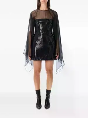 Alberta Ferretti Sequin-embellished Cape-sleeve Mini Dress