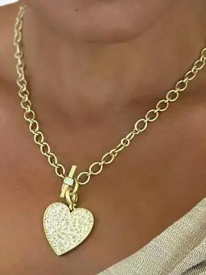 LEIGH MAXWELL 18k Yellow Diamond Heart Pendant Necklace