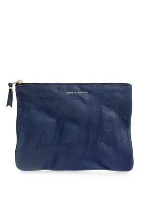 Comme Des Garçons Logo-print Leather Pouch - Blue