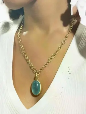 LEIGH MAXWELL Aquamarine Pendant Necklace - Gold