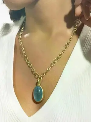 LEIGH MAXWELL Aquamarine Pendant Necklace