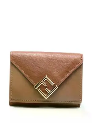 Fendi Diamonds Logo-plaque Leather Wallet - Brown