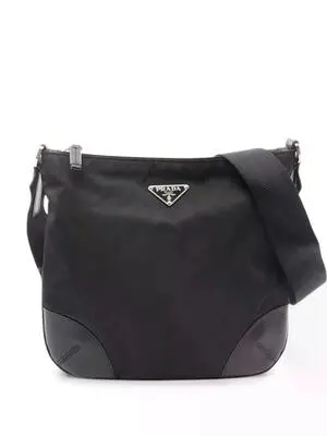 Prada 2013-2026 Vitello Trimmed Tessuto Zip Top Crossbody Bag