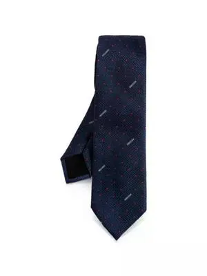 Moschino Polka-dot Logo-embroidered Tie - Blue
