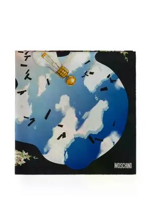 Moschino Graphic-print Silk Scarf - Black