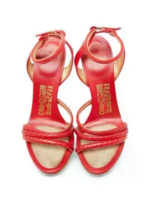 FERRAGAMO Quilted-finish Ankle-strap Sandals