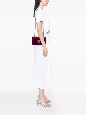 Gucci Gg Marmont Matelassé Velvet Shoulder Bag
