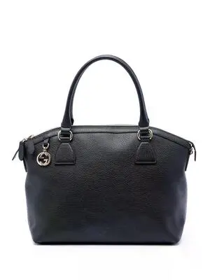 Gucci 2016-2026 Medium Calfskin Gg Charm Dome Satchel - Black