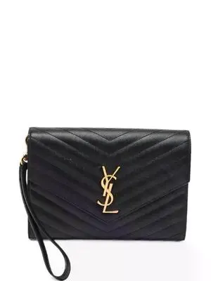 Saint Laurent 2022 Envelope Monogram Pouch - Black