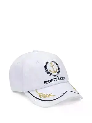 SPORTY & RICH Logo-embroidered Baseball Cap - White