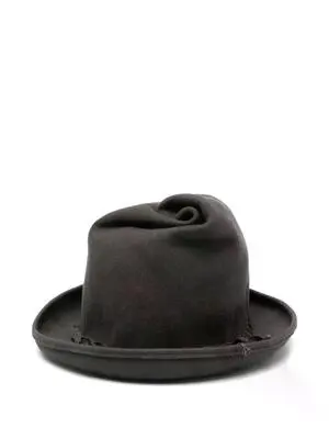 Yohji Yamamoto Ruffled-trim Fedora Hat - Grey