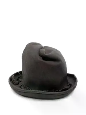 Yohji Yamamoto Ruffled-trim Fedora Hat - Grey