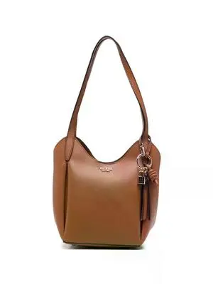 Guess Melody Logo-plaque Pebbled Shoulder Bag - Brown