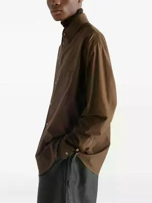 LEMAIRE Regular Shirt In Washed Cotton Silk - Brown