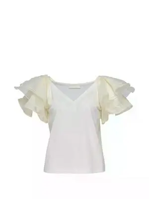 CLUB21 Ruffled Satin-finish T-shirt