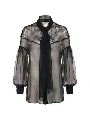 Valentino Garavani Lace-panelled Pussy-bow Shirt