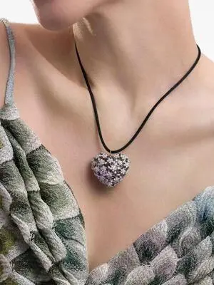 CICADA JEWELRY Platinum Amethyst And Diamond Heart Pendant Necklace
