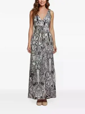 Just Cavalli Graphic-print Plunge-neck Maxi Dress
