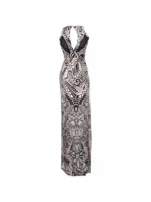 Just Cavalli Graphic-print Plunge-neck Maxi Dress