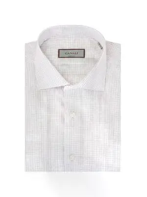 Canali Check-pattern Cotton Shirt - White
