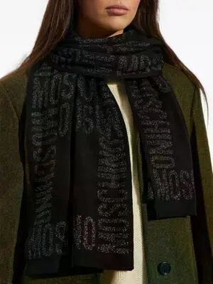 Moschino Logo-print Lurex Scarf - Black