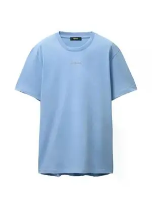 Versace Embroidered Cotton-jersey Slim T-shirt - Blue
