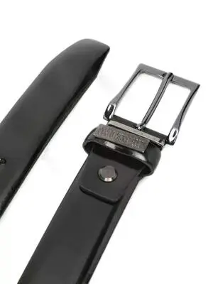 CARLO PIGNATELLI Logo Plaque Belt - Black