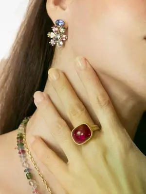 LEIGH MAXWELL Pink Tourmaline And Diamond Ring