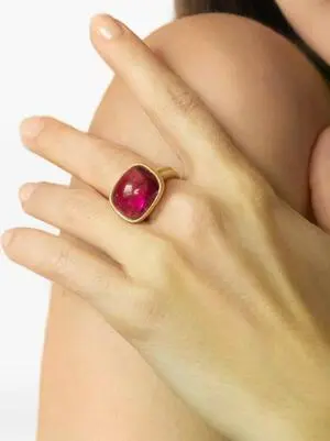 LEIGH MAXWELL Pink Tourmaline And Diamond Ring In 18k Yellow