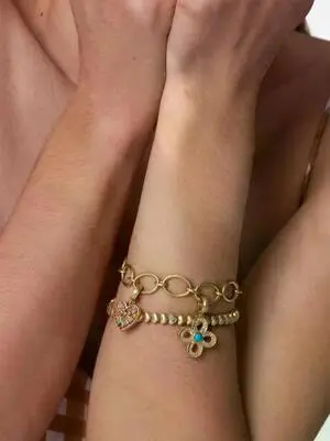 LEIGH MAXWELL 18k Yellow Diamond T-bar Link Bracelet