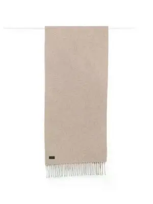 Canali Logo-patch Fringed Scarf - Neutrals