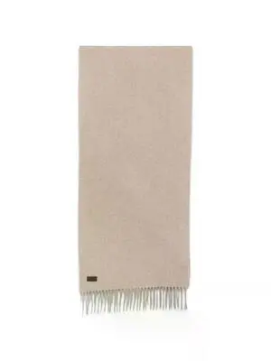 Canali Logo-patch Fringed Scarf - Neutrals