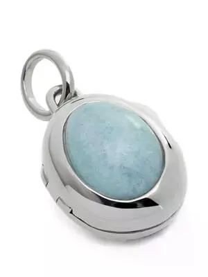 Monica Vinader March Aquamarine Locket Necklace In Tone - Silver
