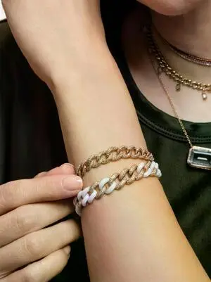 Shay 18k Rose Gold Diamond Link Bracelet - Pink