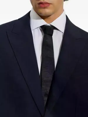 Moschino Embroidered Silk Tie - Blue