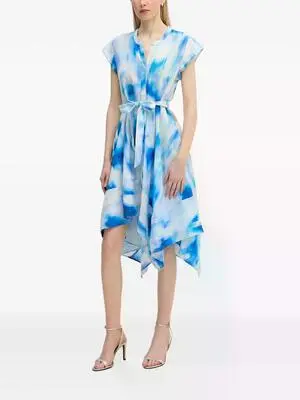 Dkny Tie-dye Linen Asymmetric Dress