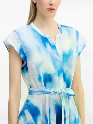 Dkny Tie-dye Linen Asymmetric Dress