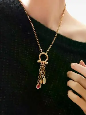 UNIFORM OBJECT 18k Yellow Carriage Drop Diamond Pendant