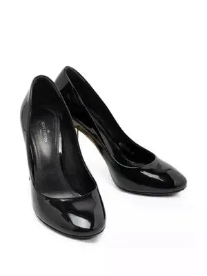LOUIS VUITTON Patent Leather Round Toe Block Heel Pumps