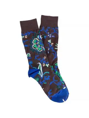 Sacai Floral-intarsia Socks - Brown