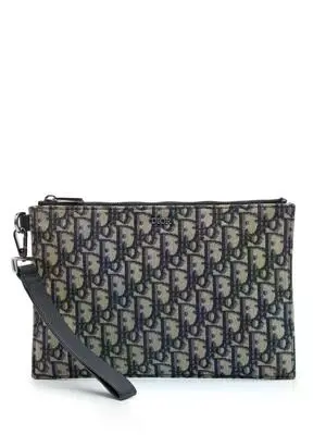 Dior 2021 Oblique Canvas A5 Pouch Clutch Bag - Blue