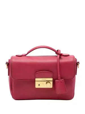 Prada 2013-2026 Saffiano Sound Lock Satchel - Pink