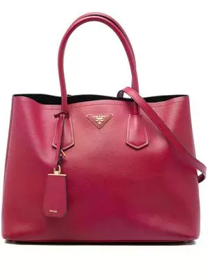 Prada 2013-2026 Large Saffiano Cuir Double Satchel - Red