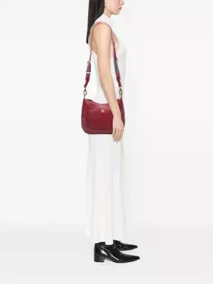 Prada Vitello Daino Zippe Messenger Hobo Crossbody Bag - Red