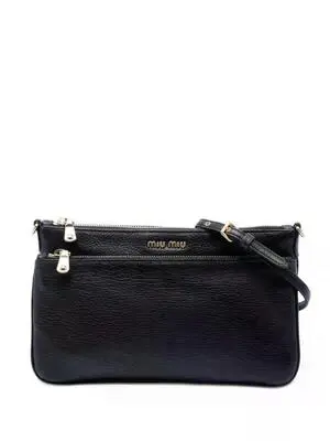 Miu Miu Goatskin Madras Double Zip Crossbody Bag